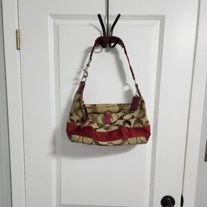 Coach | Bags | Coach Red Canvas Monogram Shoulder Bag | Poshmark